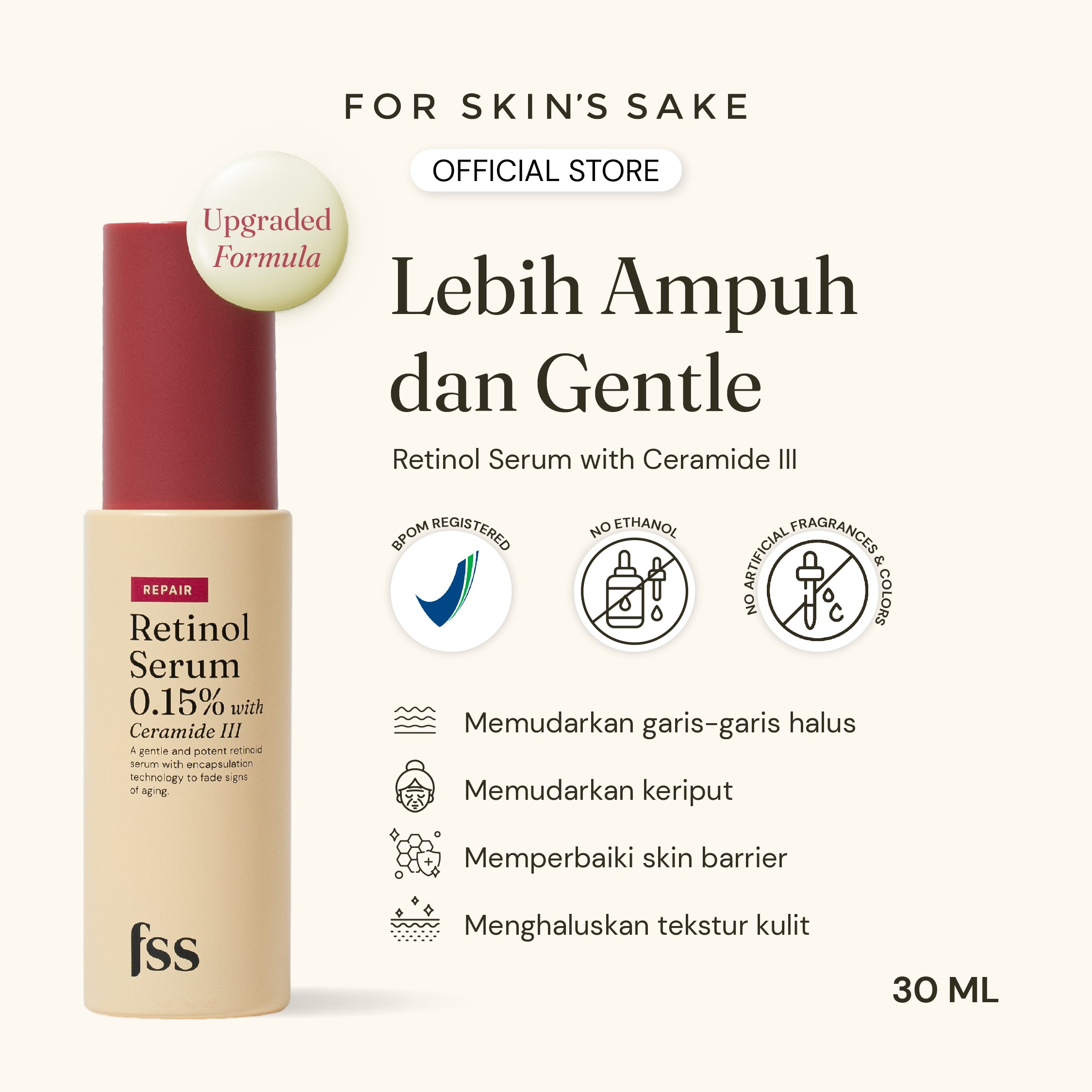 Retinol Serum 0.15% with Ceramide III FSS For Skin's Sake – FOR SKIN'S SAKE